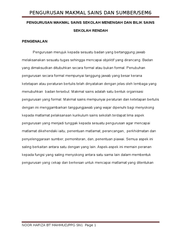 Pengurusan Makmal Sains Sekolah Menengah Dan Bilik Sains Sekolah Rendah ...