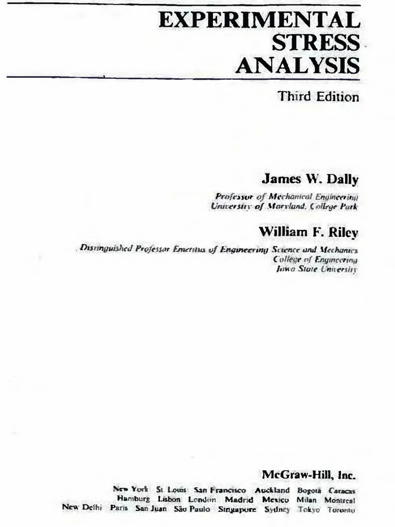 Experimental Stress Analysis Riley Dally | PDF