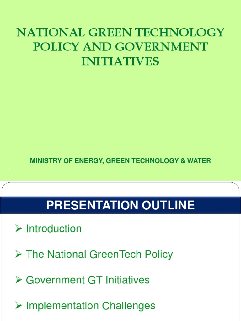 KeTTHA - National Green Technology Policy and Government Initiatives ...