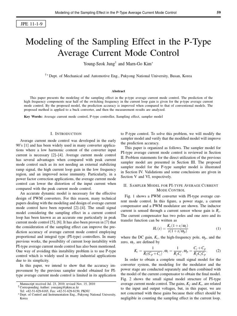 Modeling of The Sampling Effect in The P-Type Average Current Mode Control | PDF | Frequency ...