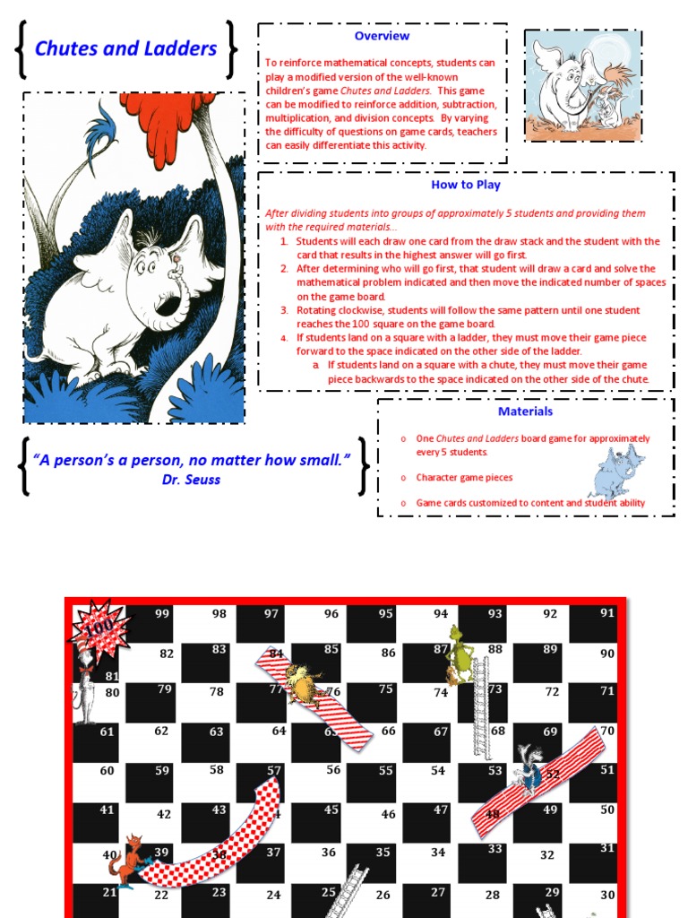 Chutes and Ladders Game Instructions | PDF | Teaching Mathematics ...