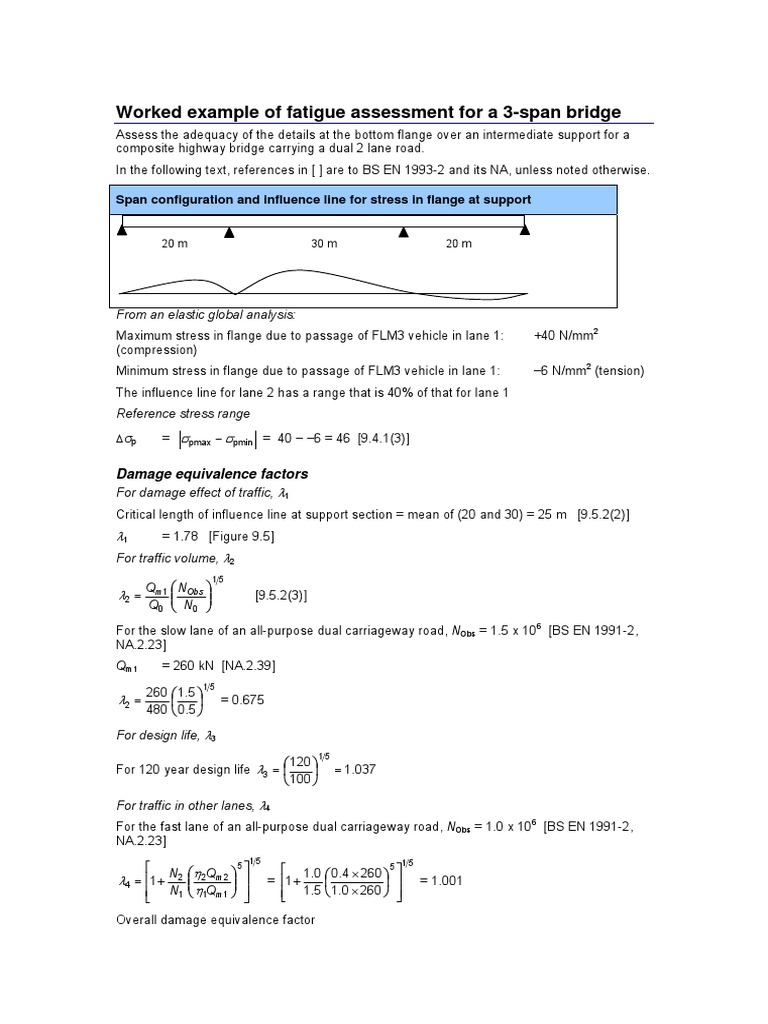 Fatigue Worked Example | PDF | Fatigue (Material) | Lane
