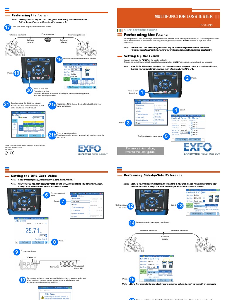 Quick Reference Guide FOT-930 English | PDF | Equipment ...