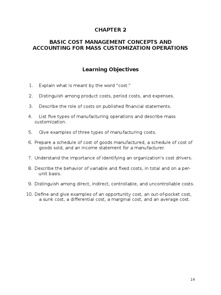 Ch2 - Basic Cost Management Concepts - Outline | Download Free PDF | Cost Of Goods Sold | Inventory