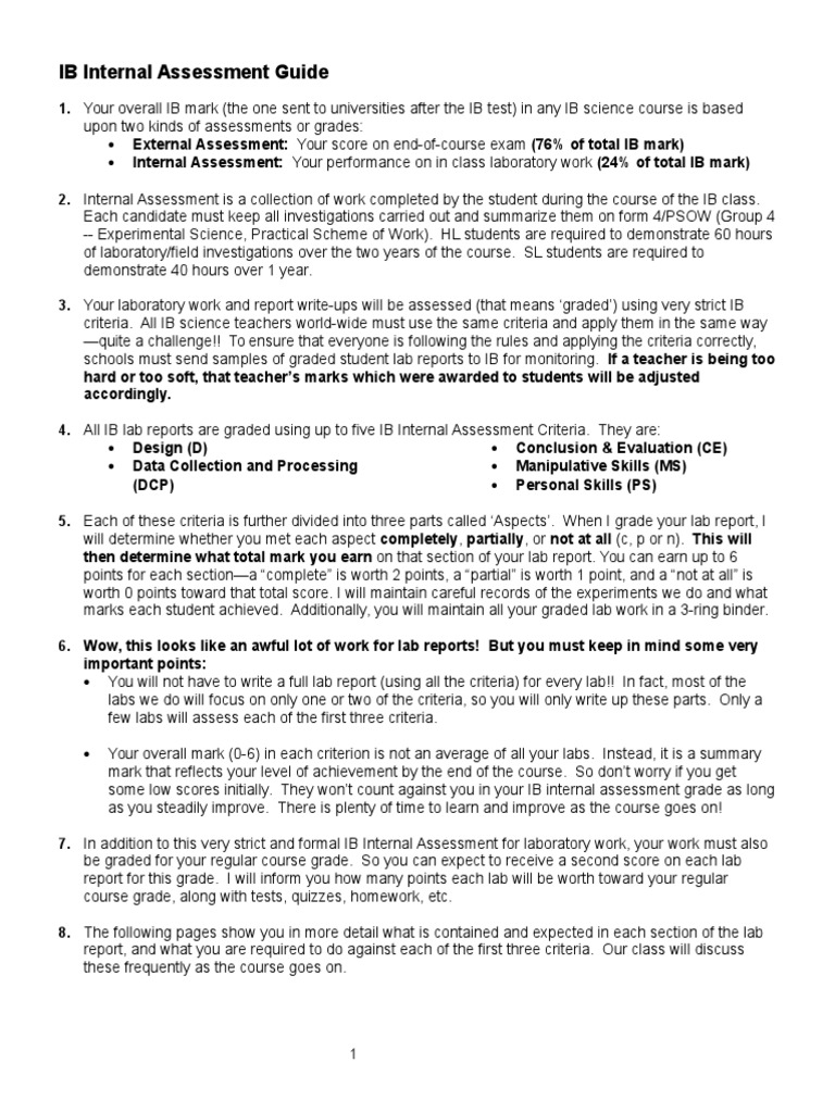 IB Internal Assessment Overview | PDF | Experiment | Uncertainty