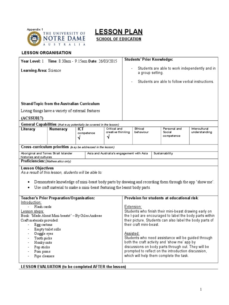 Lesson Plan | Download Free PDF | Insects | Thorax