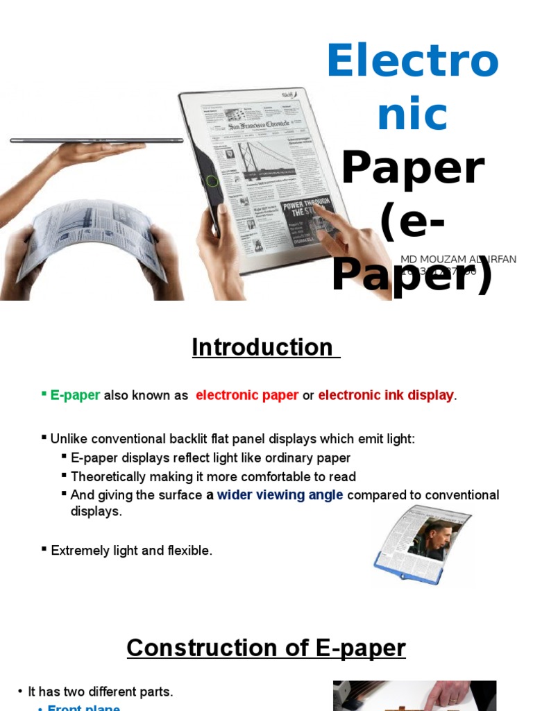 EPaper | PDF | Electronics | Display Technology