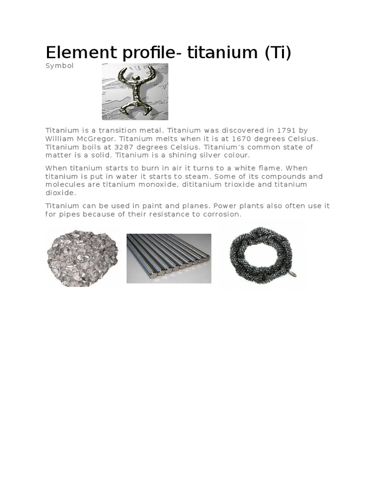 Titanium Element Profile Overview | PDF | Art | Science & Mathematics