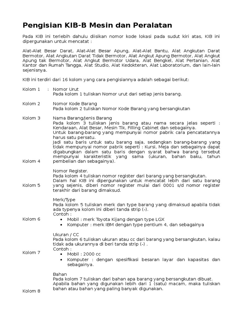 Pengisian KIB-B dan KIB-E Aset | PDF