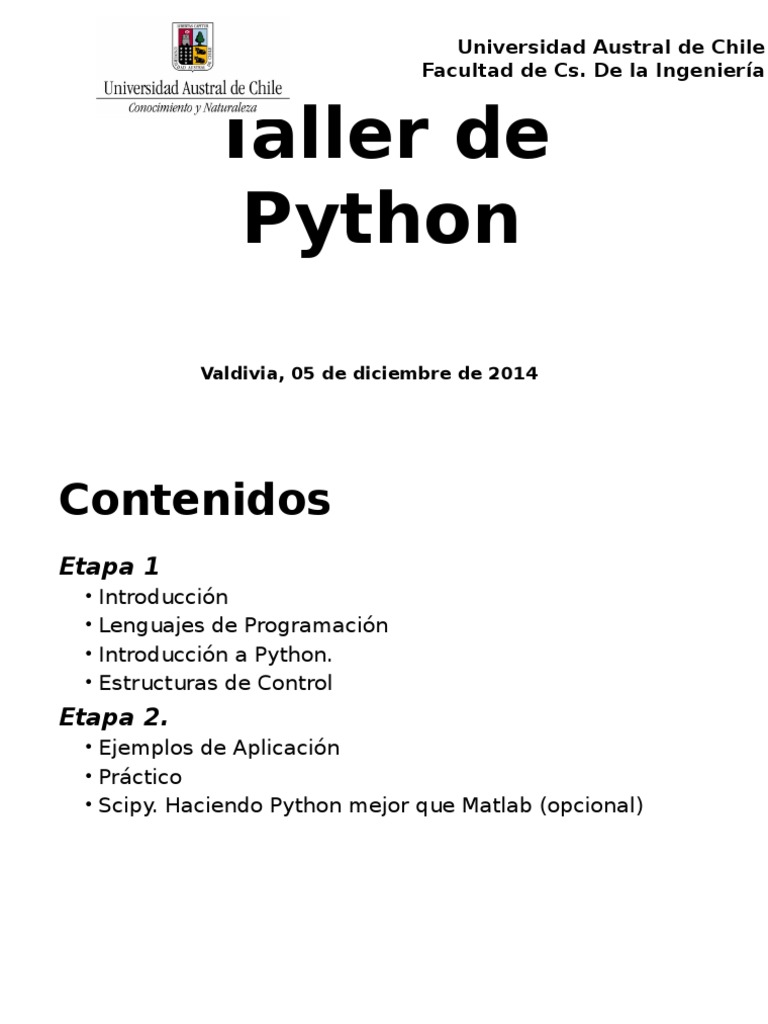 Taller de Python | PDF | Lenguaje de programación | Python (lenguaje de programación)