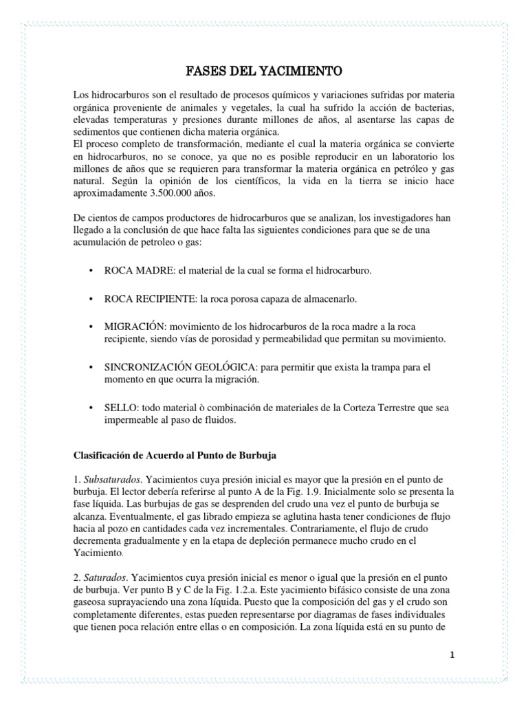 3 Fases de Yacimiento | PDF | Gases | Petróleo