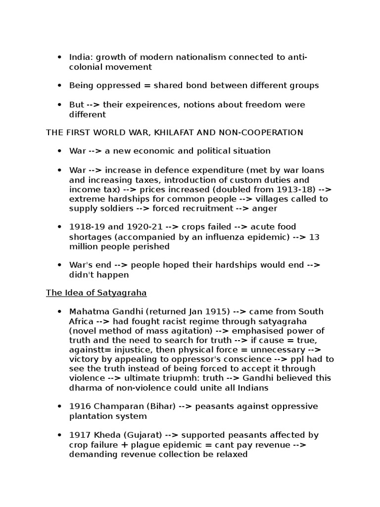 Nationalism in India NOTES | PDF | Mahatma Gandhi | Indian National ...