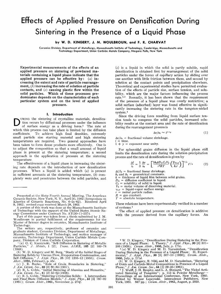 Kingery Sintering | PDF | Sintering | Solid