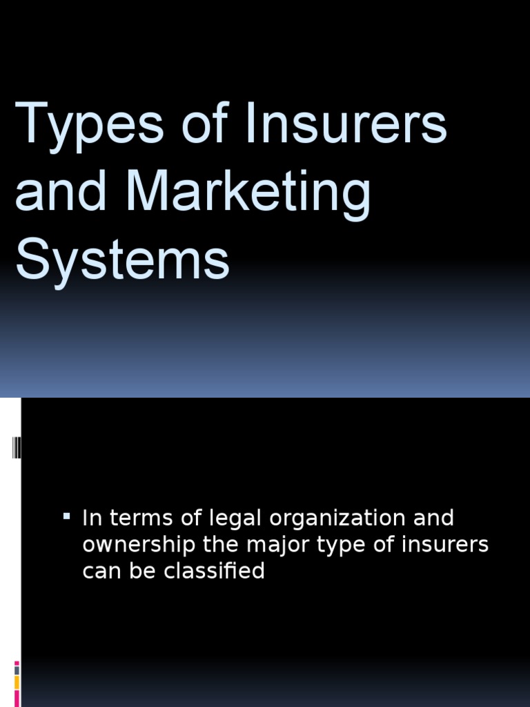 Insurance Services Types Of Insurers And Marketing System Pdf