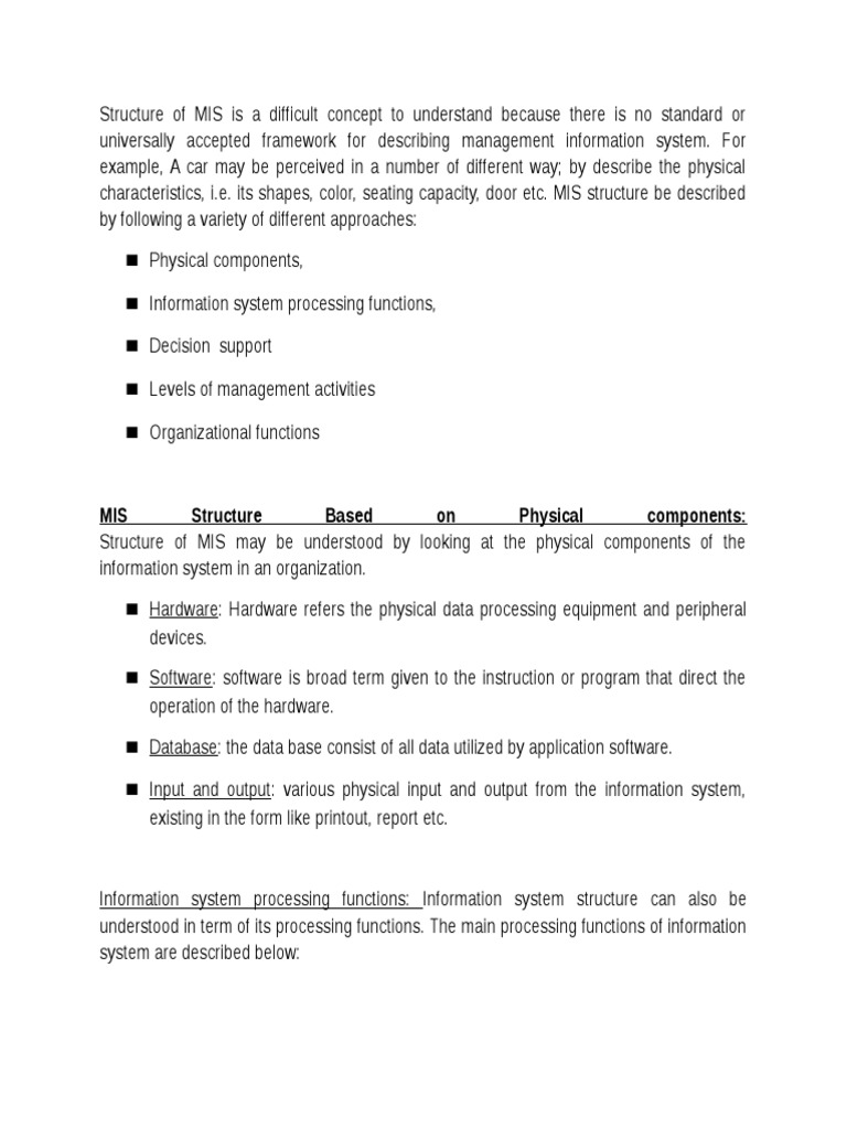 Structure of Mis | PDF | Information System | Management Information System
