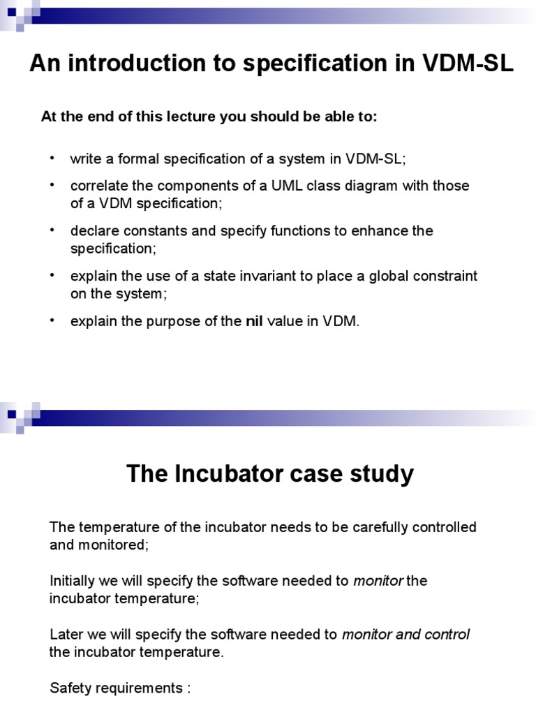 Introduction to VDM-SL Specification of Incubator Monitoring System | PDF | Function ...