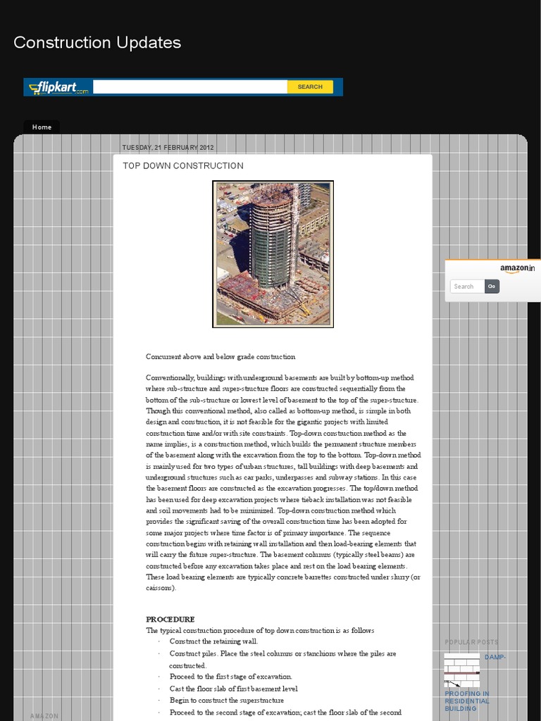 Top Down Construction | PDF | Deep Foundation | Basement