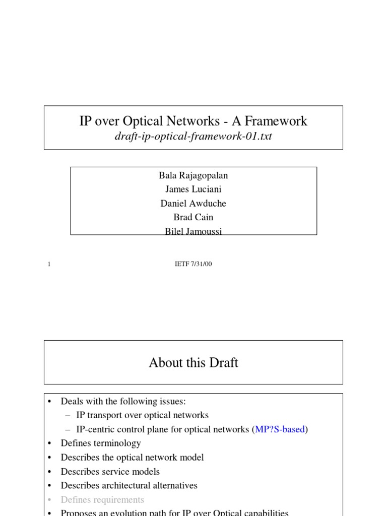 IP Over Optical Networks - A Framework | PDF | Computer Network | Routing
