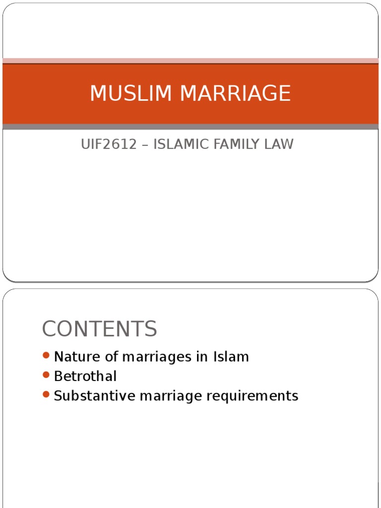 Muslim Marriage: Uif2612 - Islamic Family Law | PDF | Marriage ...