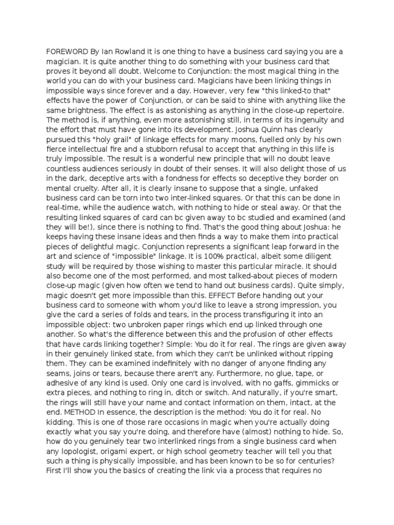 Foreword by Ian Rowland | PDF | Magic (Illusion) | Flap (Aeronautics)
