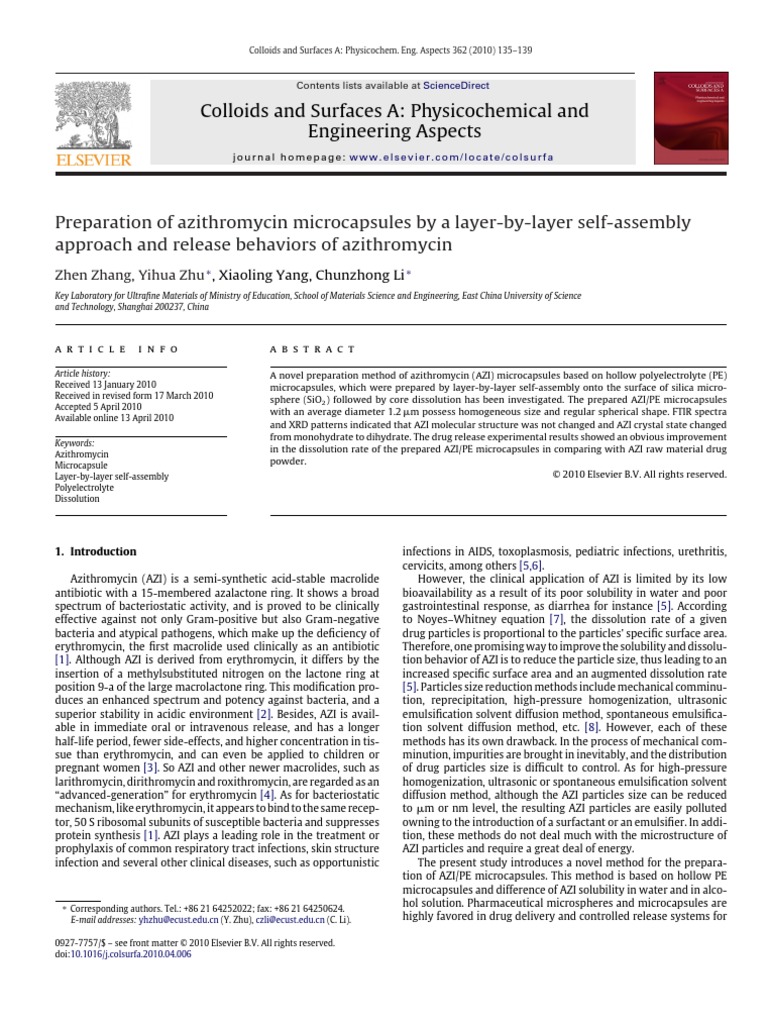 Preparation of Azithromycin Microcapsules by A Layer-By-Layer Self ...