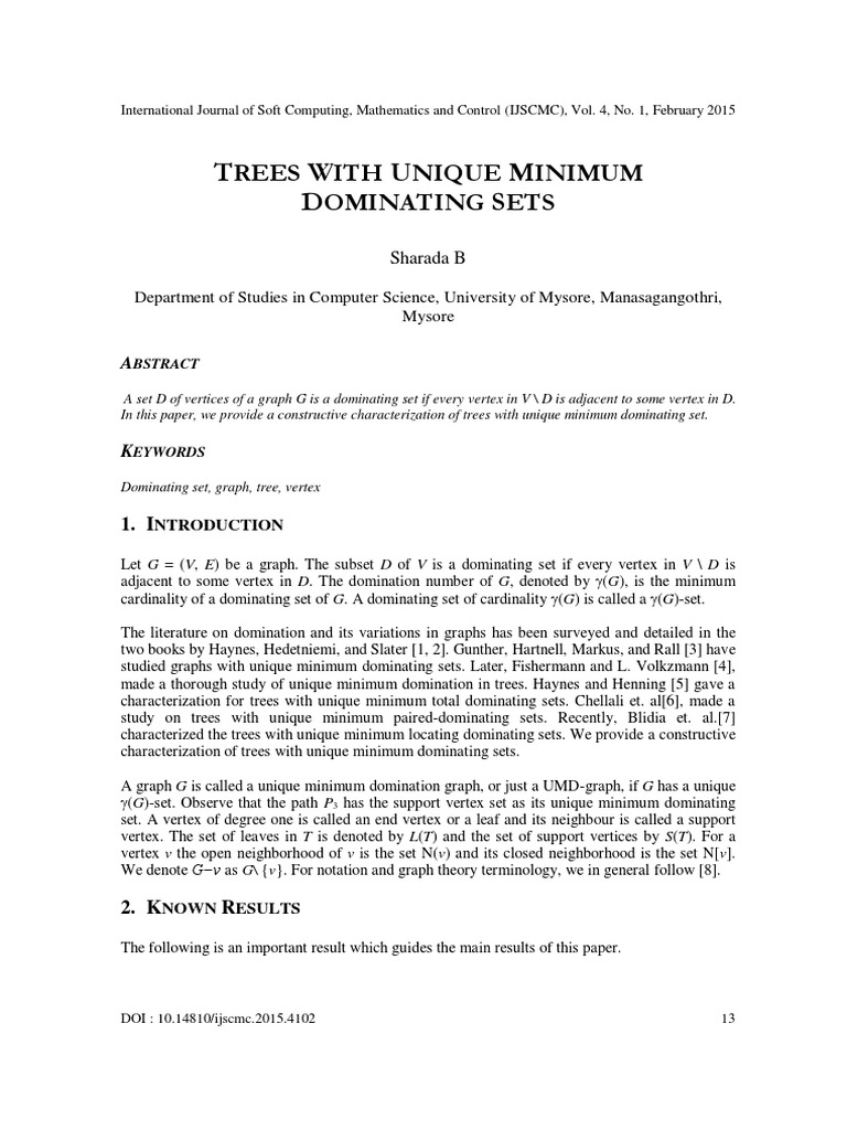 Trees With Unique Minimum | PDF | Vertex (Graph Theory) | Combinatorics