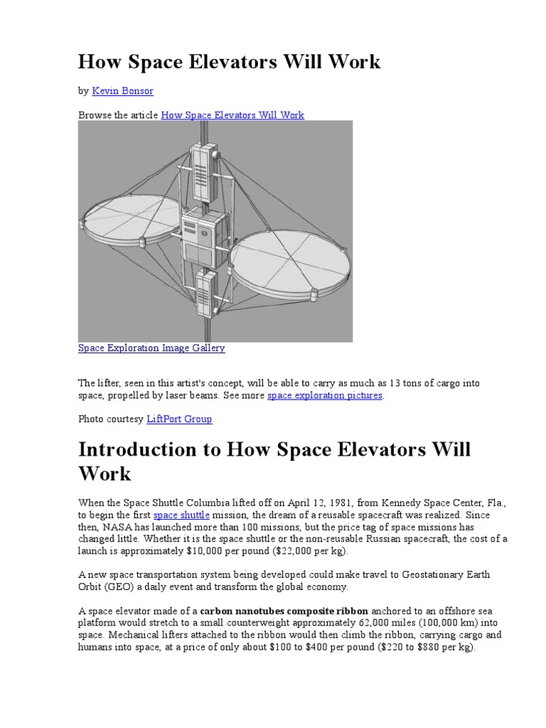 Kevin Bonsor How Space Elevators Will Work | PDF | Space Shuttle ...