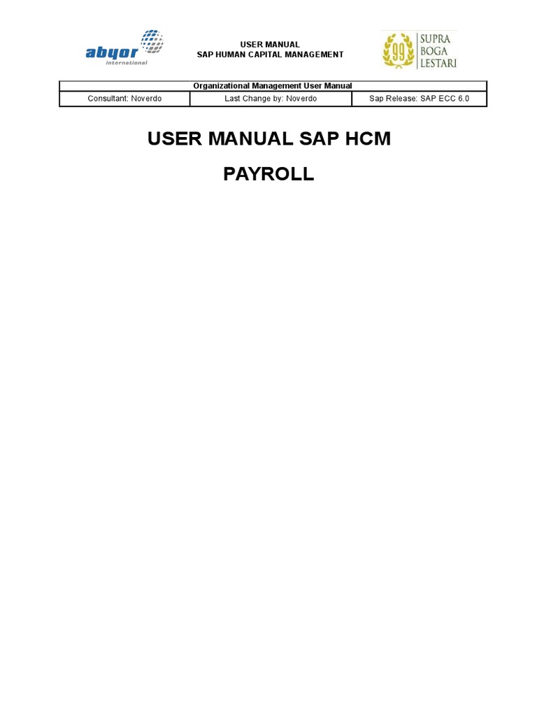 Sap HCM Payroll User Guide | PDF | Human Resource Management | Payroll