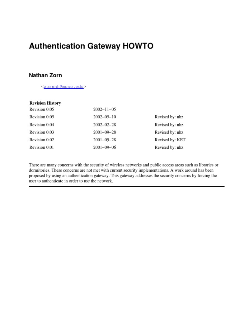 Authentication Gateway Howto | PDF | Ip Address | Computer Network