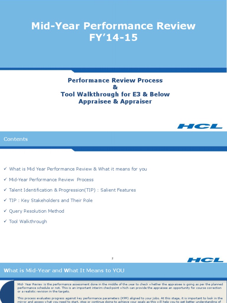 Mid-Year Performance Review FY'14-15: Performance Review Process & Tool ...