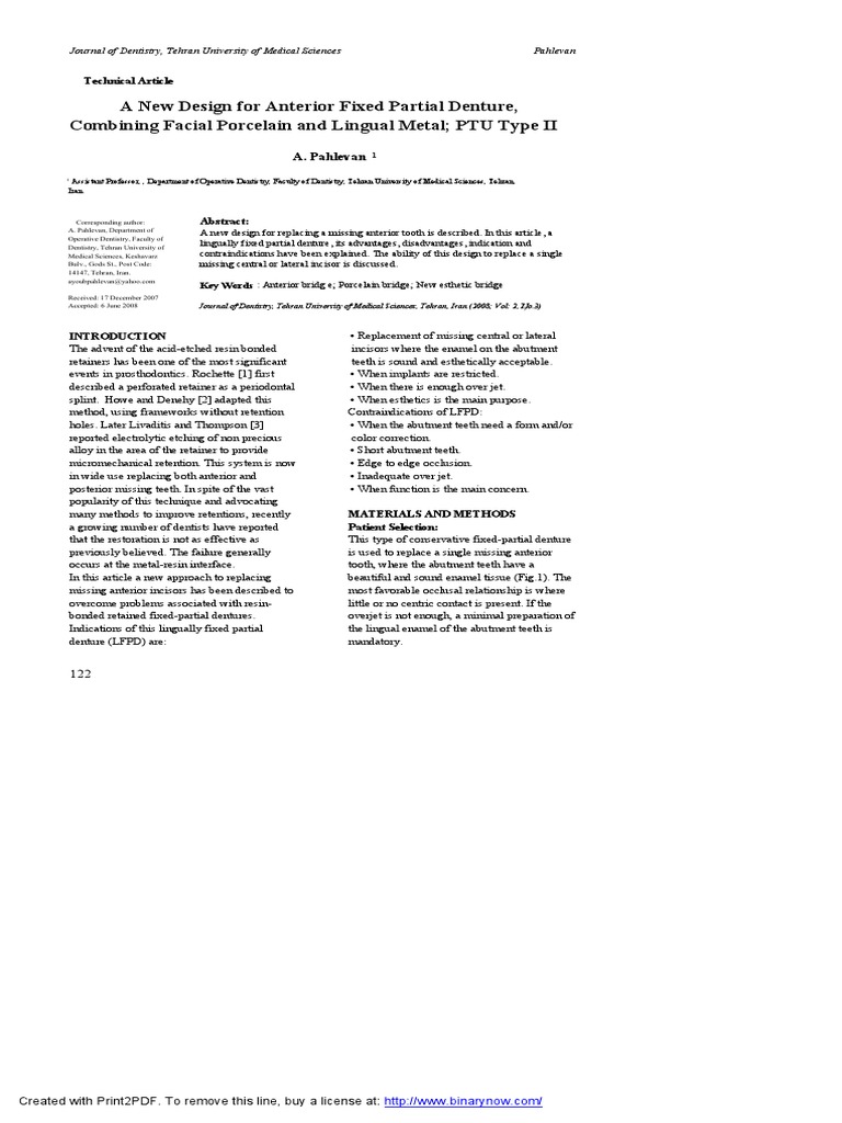 A New Design For Anterior Fixed Partial Denture, Combining Facial ...