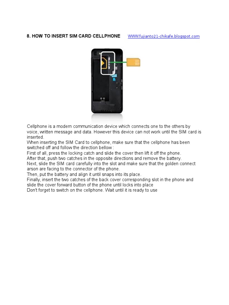 SIM Card Insertion Guide | PDF | Mobile Phones | Subscriber Identity Module