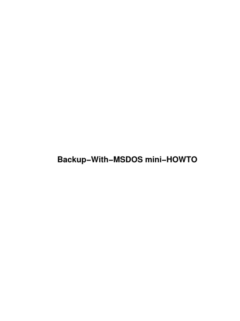 Backup With Msdos | PDF | Backup | Booting