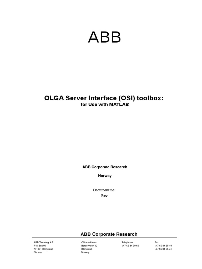 OLGA Server Interface (OSI) Toolbox:: For Use With MATLAB | PDF | Port ...