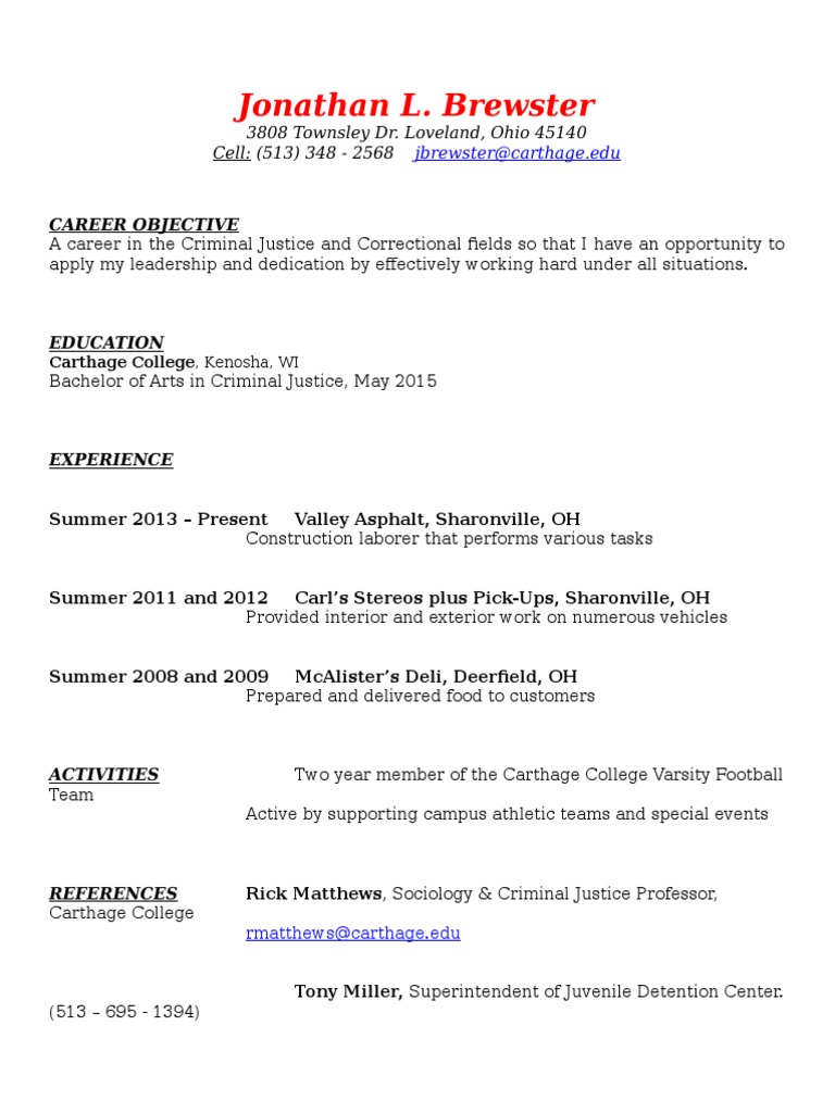 Jonathan Brewster Resume | PDF