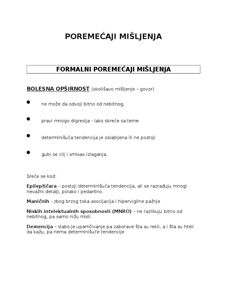 Poremecaji Misljenja | PDF