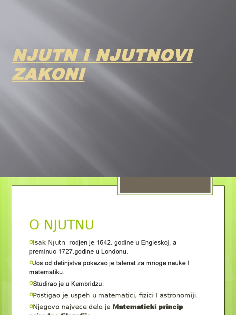 NJUTN I NJUTNOVI ZAKONI - PPSX | PDF