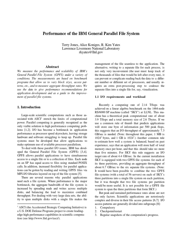 Performance of The IBM General Parallel File System | PDF | Parallel ...