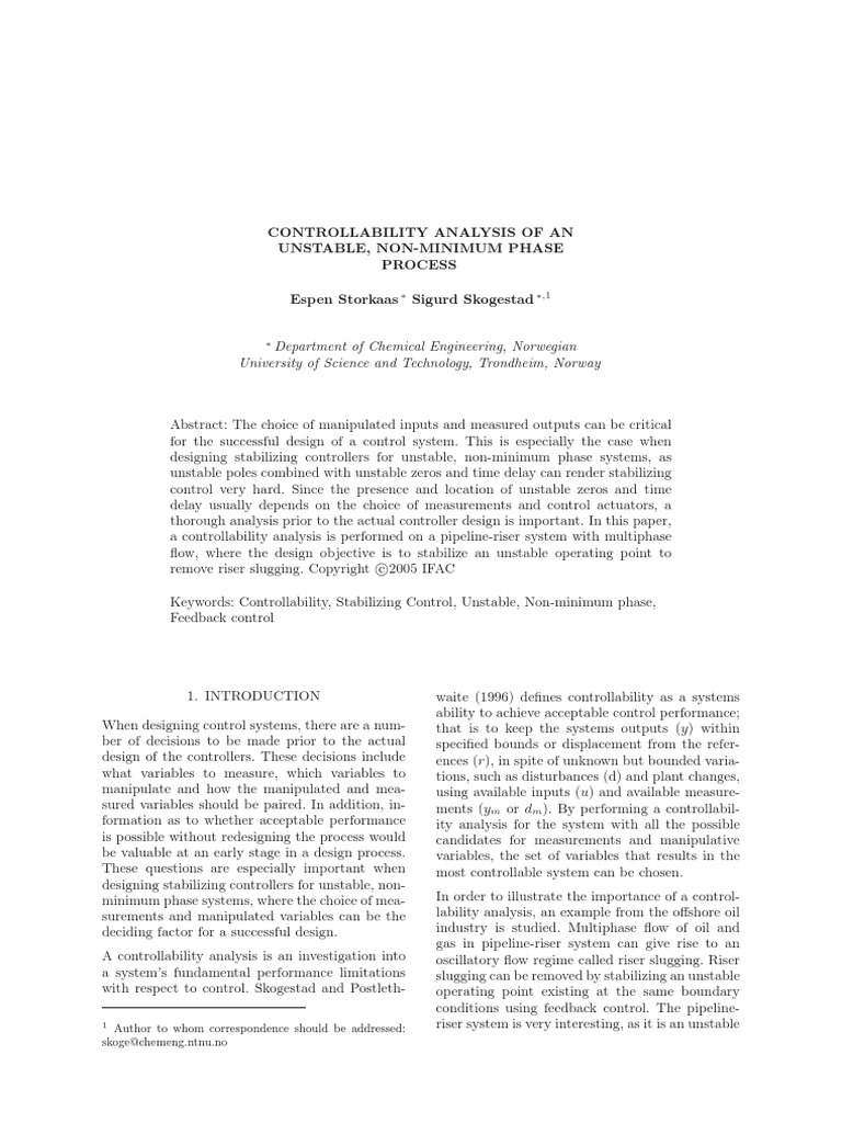 Non-Minimum Phase Theory | PDF | Control Theory | Systems Theory