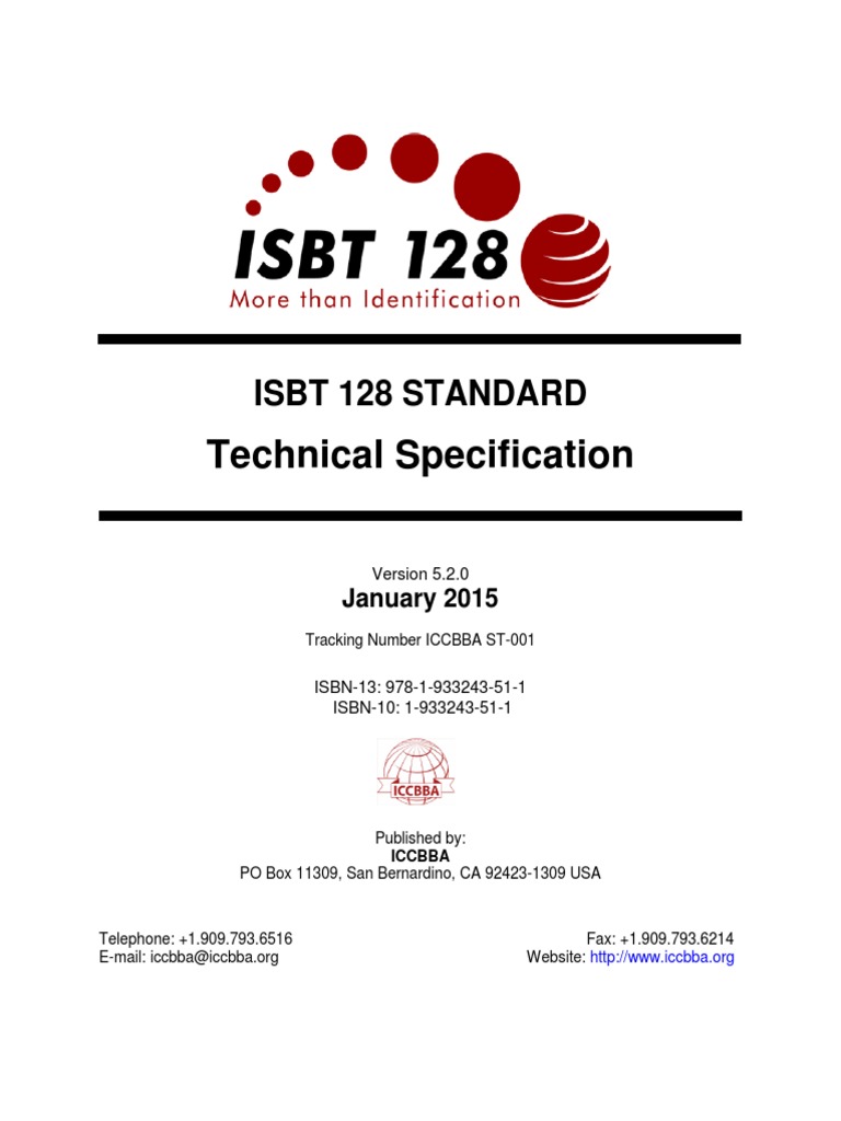 ST 001 ISBT 128 Standard Technical Specification v5.2.0 | PDF | Ascii ...