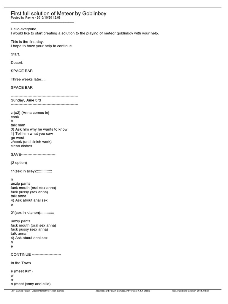 First Full Solution of Meteor by Goblinboy | PDF | Strategy Guide | Leisure