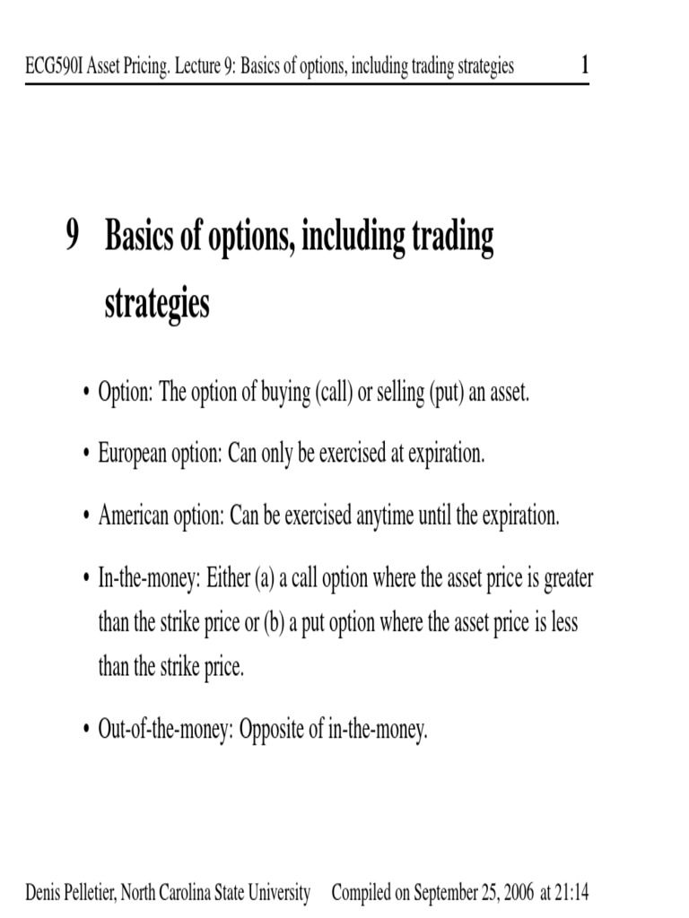 Basics of Options, Including Trading Strategies | PDF | Option (Finance ...