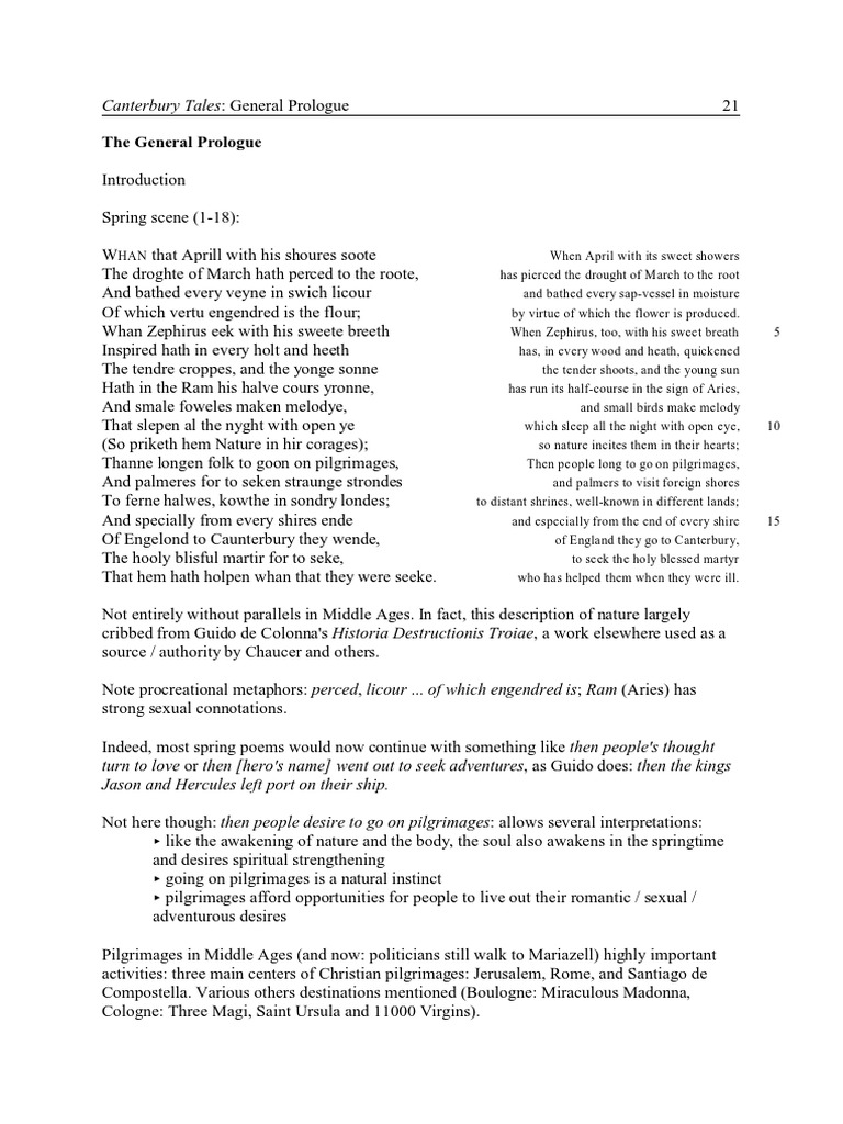 Chaucer - S General Prologue | PDF | The Canterbury Tales | Pilgrimage