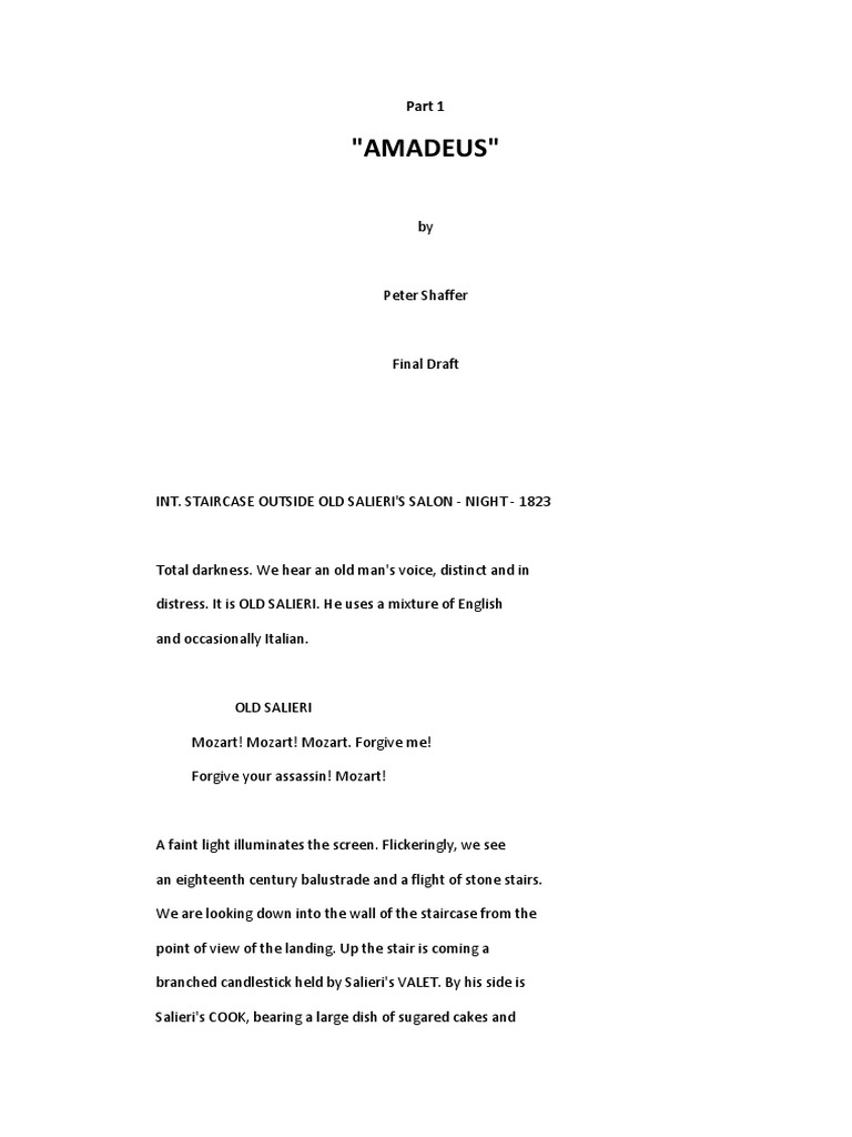 Part 1 Amadeus Script | PDF | Wolfgang Amadeus Mozart | Entertainment ...