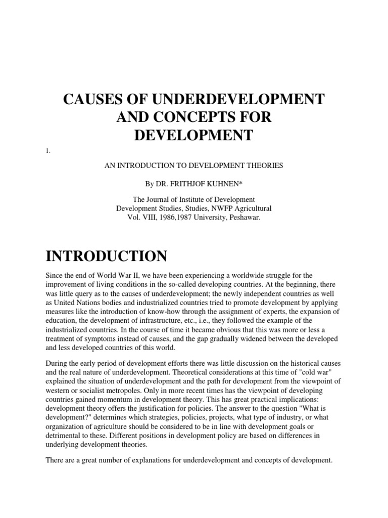 Causes of Underdevelopment and Concepts For Development PDF | PDF ...