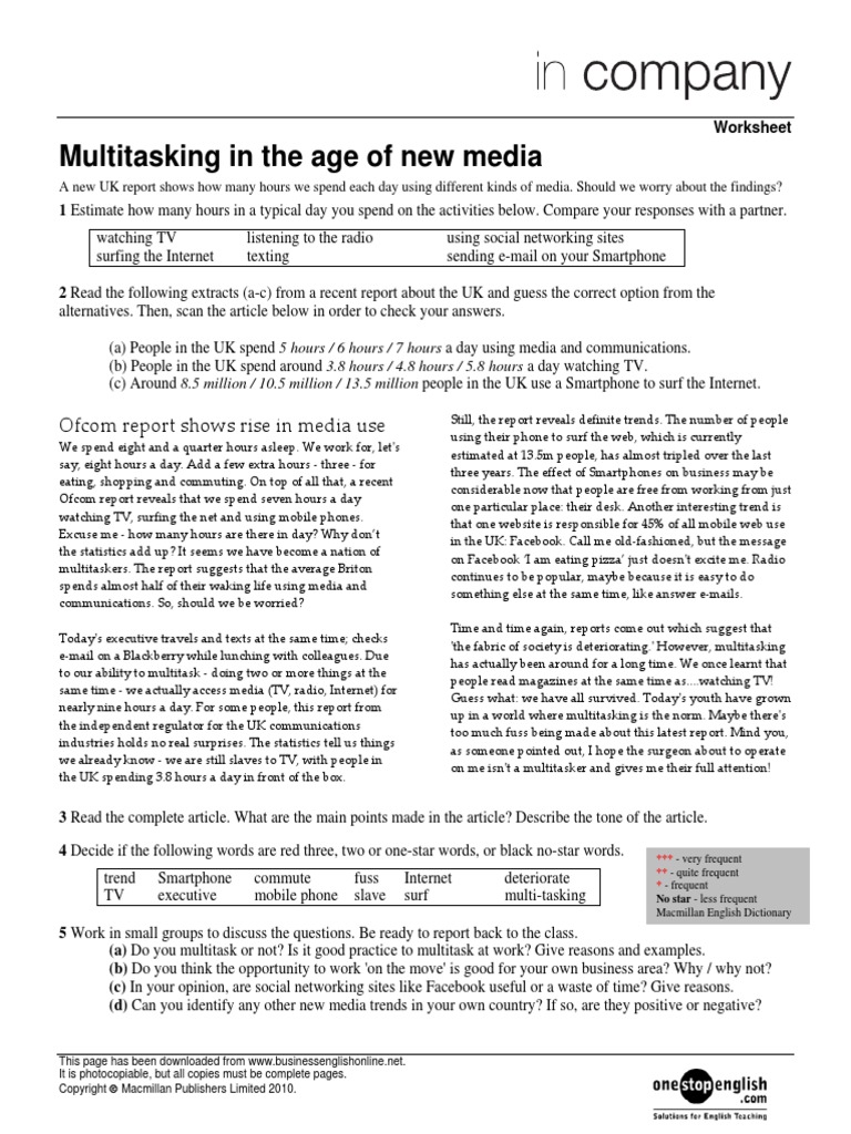 Multitasking | PDF | New Media | Social Networking Service