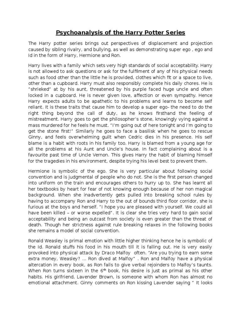 Psychoanalysis in Harry Potter Series | PDF | Artificial Mythology ...