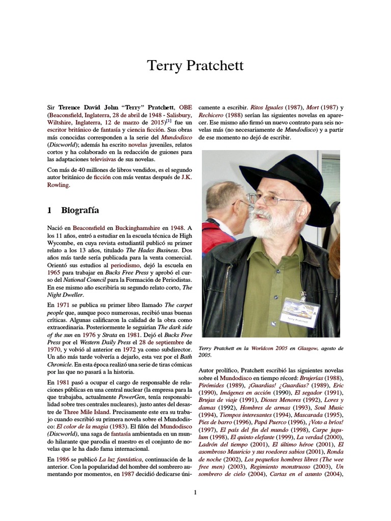 Biografía de Terry Pratchett | PDF | Terry Pratchett | Mundodisco