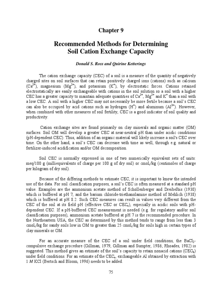 CEC Method | Soil | Physical Sciences