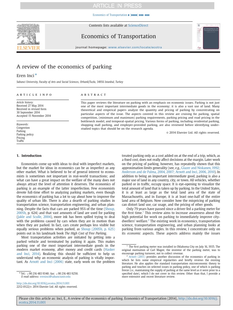 Economics of Transportation | PDF | Parking | Economic Equilibrium